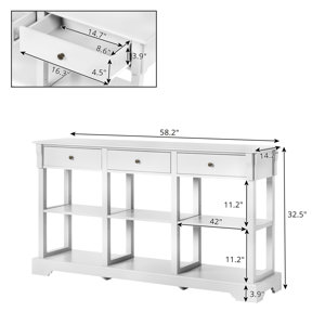 Winston Porter Console Sofa Table With Ample Storage And 3 Drawers & Reviews | Wayfair